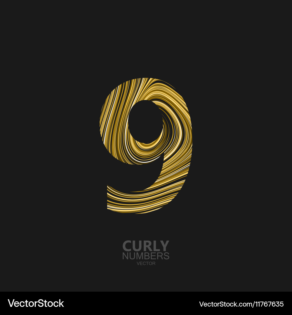 Golden number 9 Royalty Free Vector Image - VectorStock