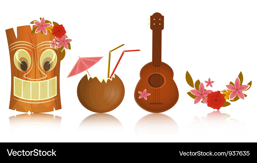 Hawaiian icons Royalty Free Vector Image - VectorStock