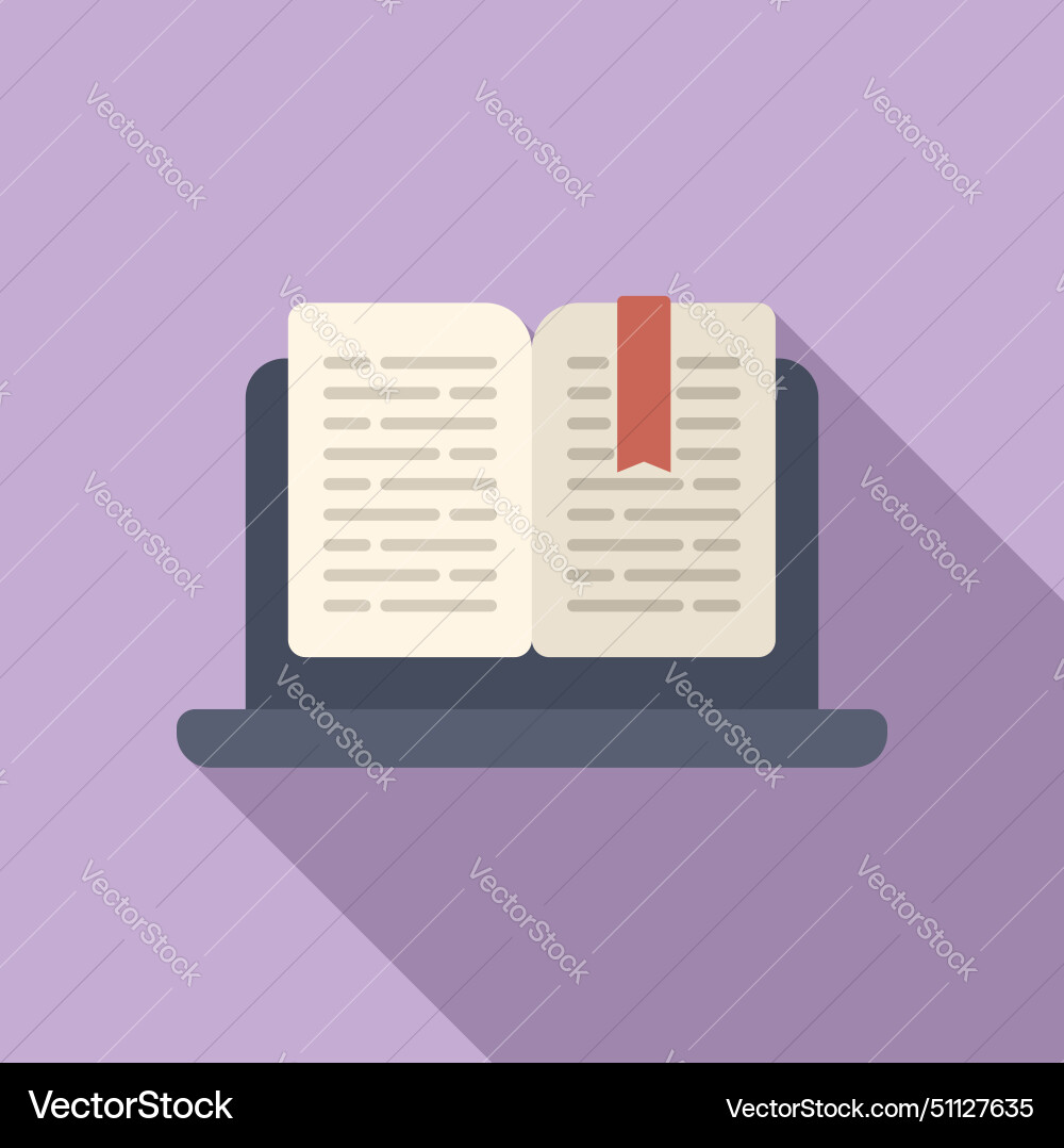 Laptop digital reading icon flat new Royalty Free Vector