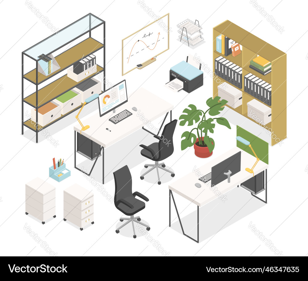 Office workplace - modern colorful Royalty Free Vector Image