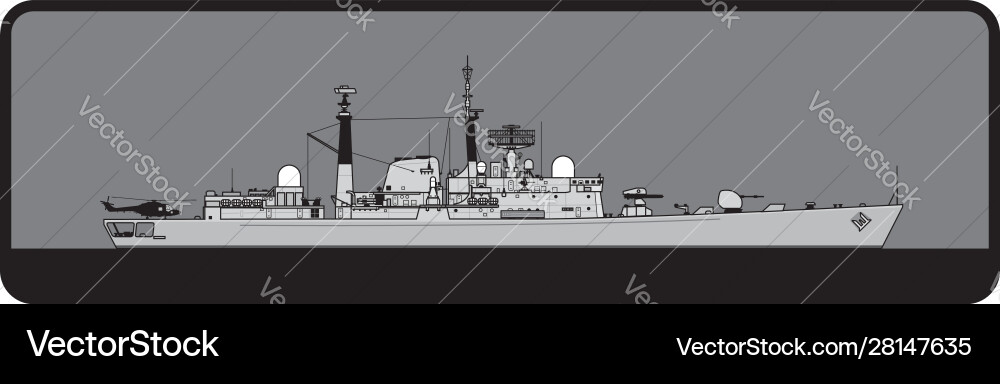 Type 42 Destroyer - HMS Glasgow Royalty Free Vector Image