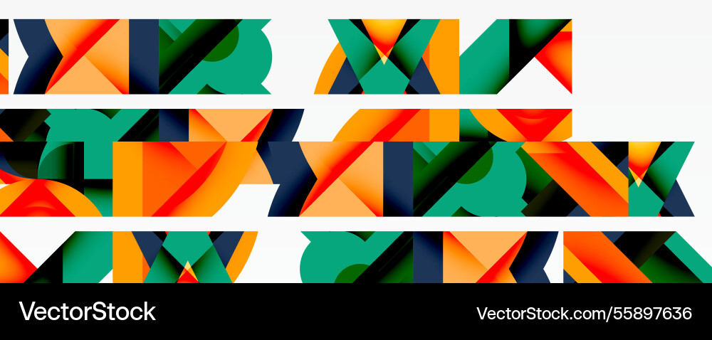 Circles semi circles squares and round triangles Vector Image