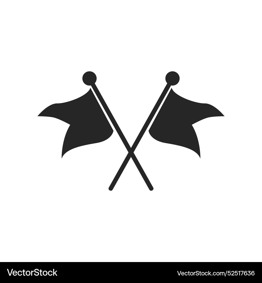 Crossed flags monochrome black and white symbol Vector Image