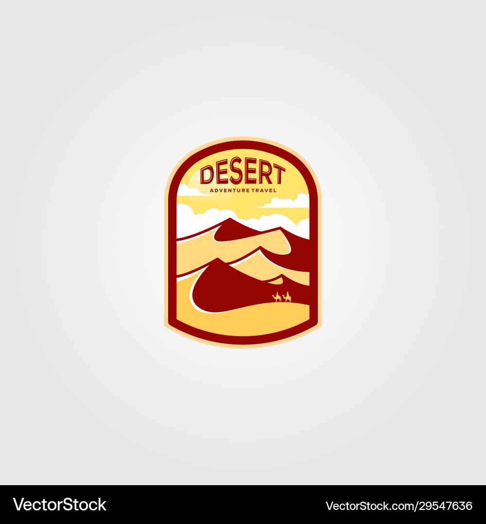 Desert landscape view logo vintage design Vector Image