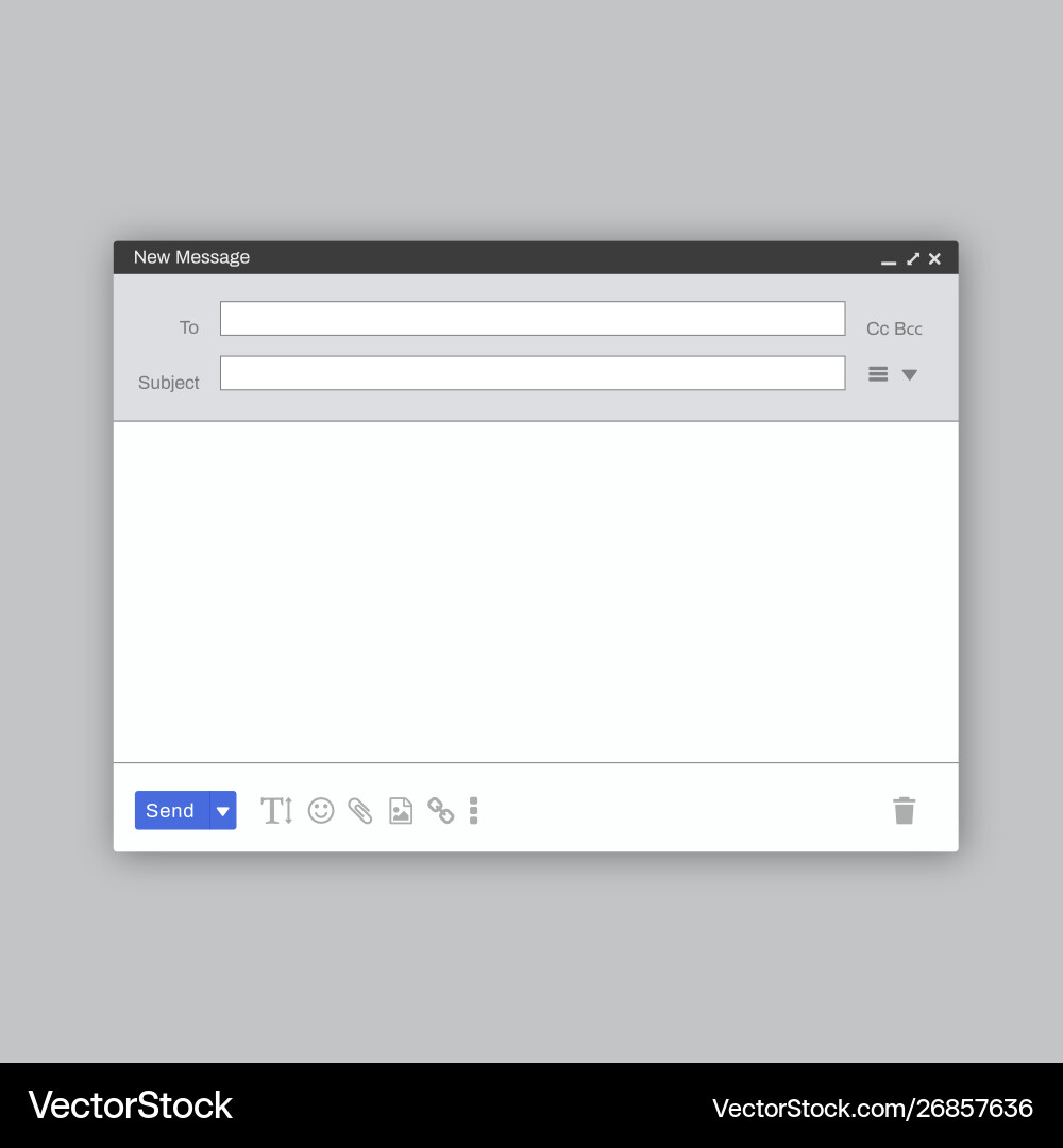 Email window mockup realistic blank Royalty Free Vector