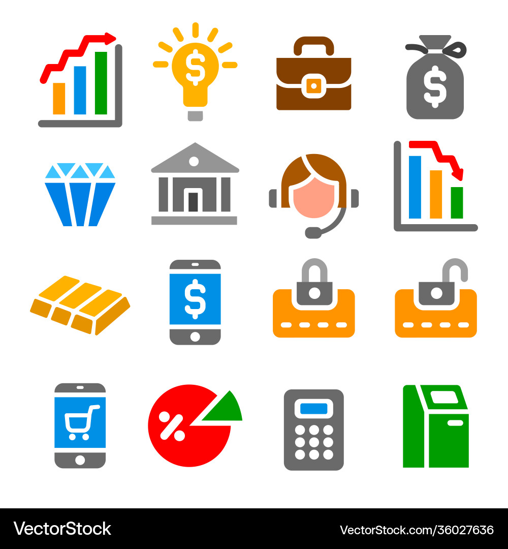 Finanzen Icons Lizenzfreies Vektorbild - VectorStock
