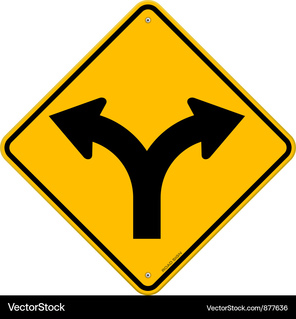 Fork in Road Sign - Traffic Symbol Royalty Free Vector Image