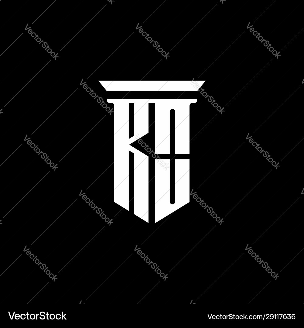Ko monogram logo with emblem style isolated Vector Image