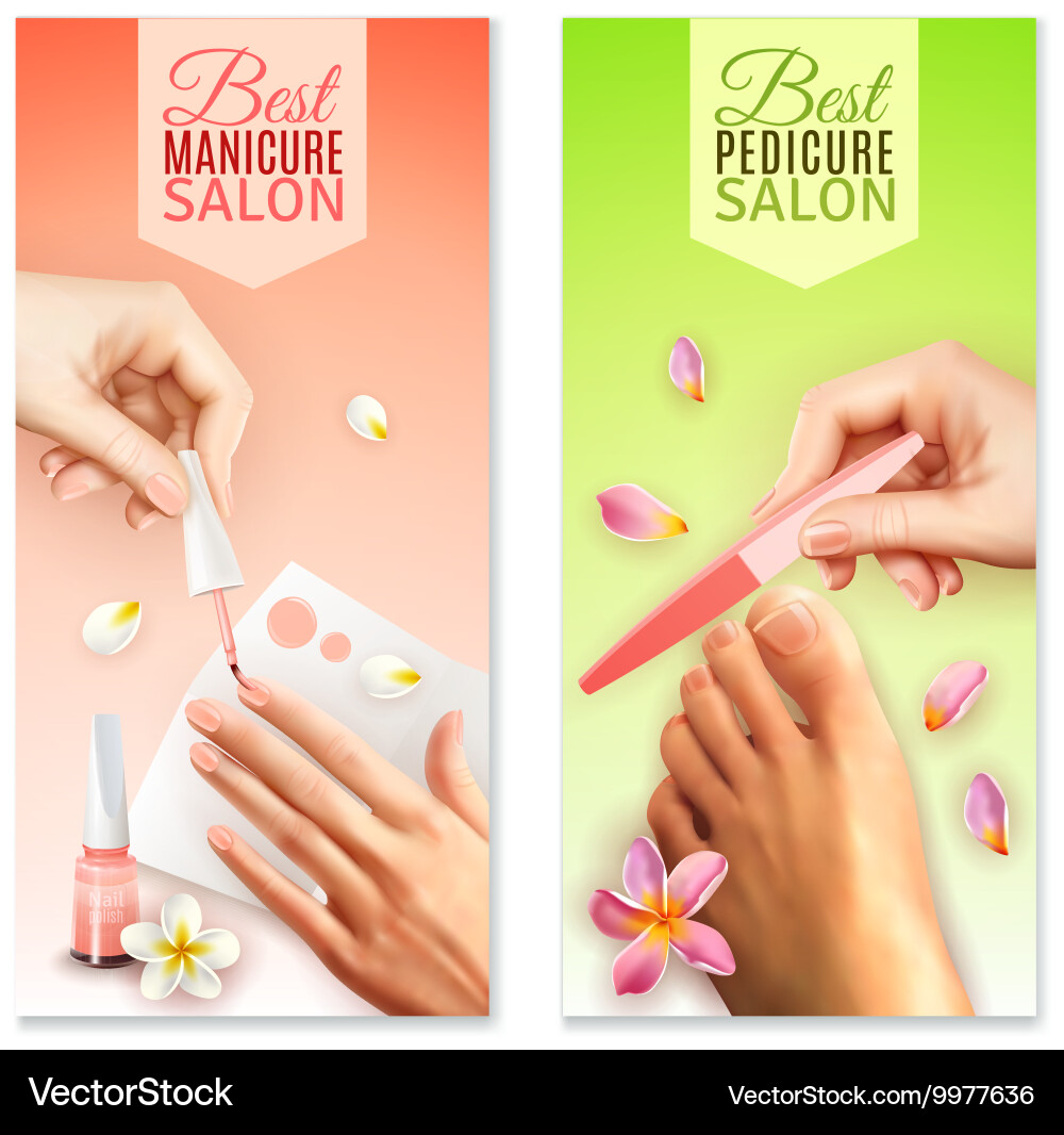 Pedicure and manicure banners Royalty Free Vector Image