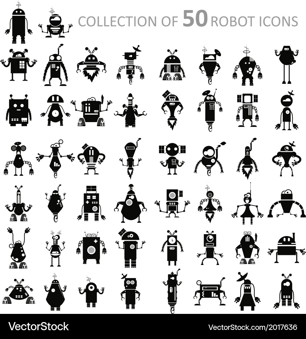 Roboter-Icons Lizenzfreies Vektorbild - VectorStock
