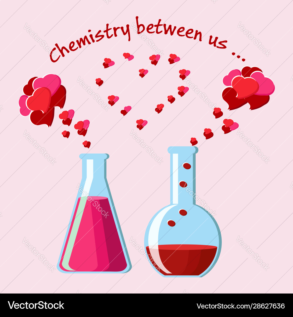 Valentines day greeting card with two chemical Vector Image