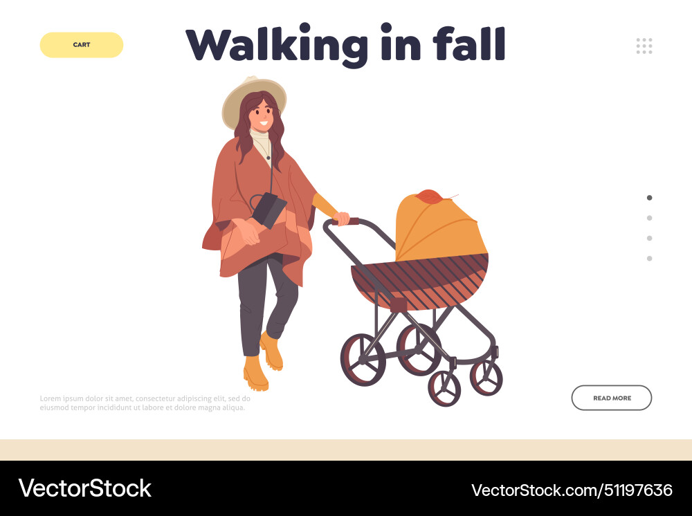Walking in fall landing page template with happy Vector Image