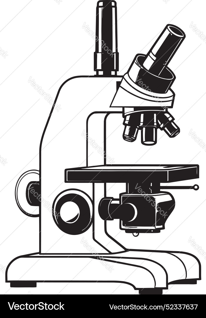 Black microscope scope iconic design scientific Vector Image