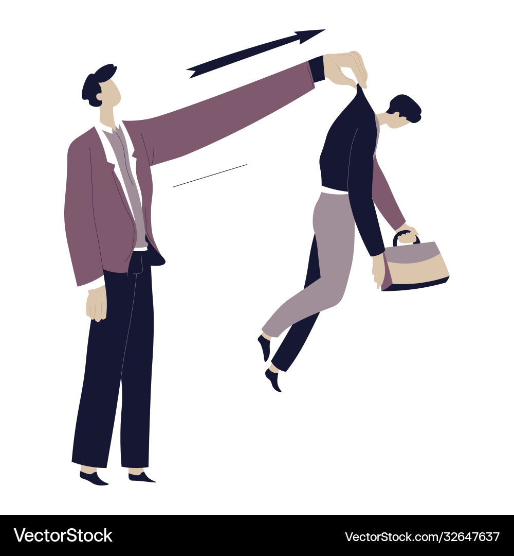 Boss throwing away worker employer sacking Vector Image