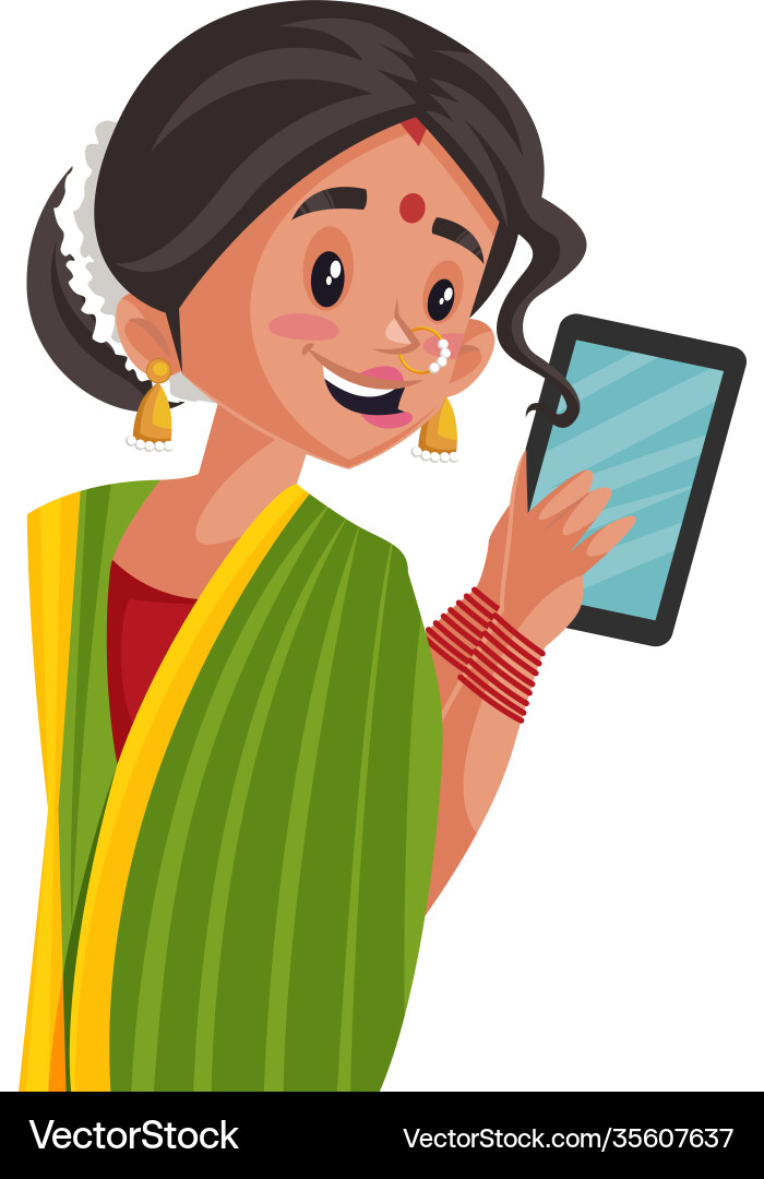Indian marathi woman cartoon Royalty Free Vector Image