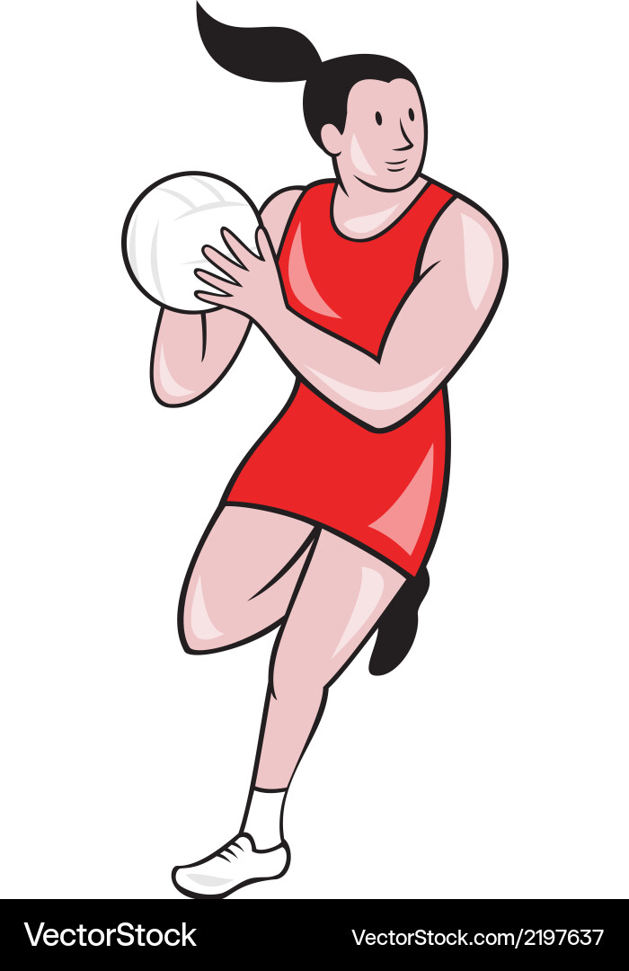 Netball player catching ball isolated cartoon Vector Image