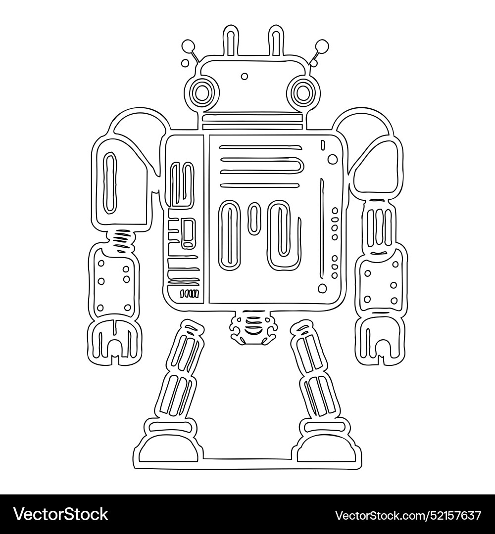 Robot outline sketch Royalty Free Vector Image