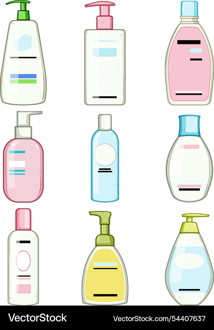 Shampoo baby set cartoon Royalty Free Vector Image