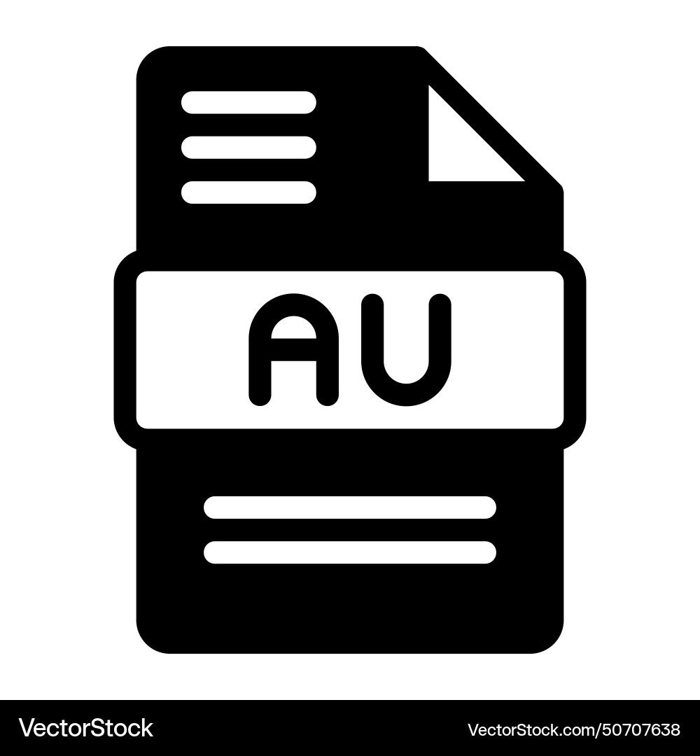 Au audio file format icon flat style design Vector Image