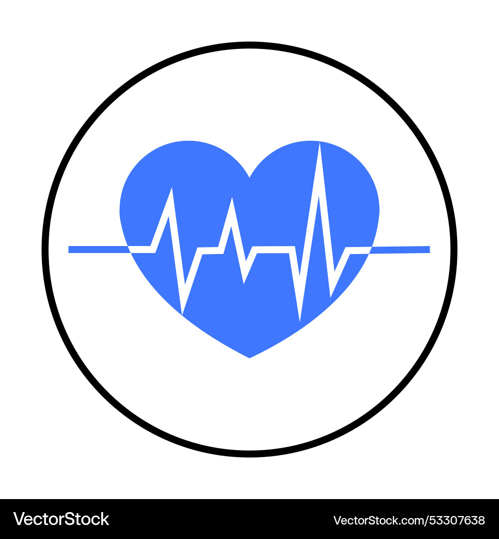 Blue heart with ekg line inside a circle Vector Image
