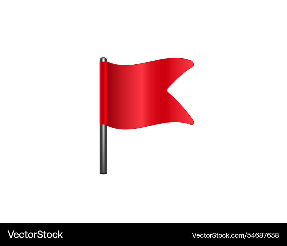 Bright red flag waving on black pole Royalty Free Vector