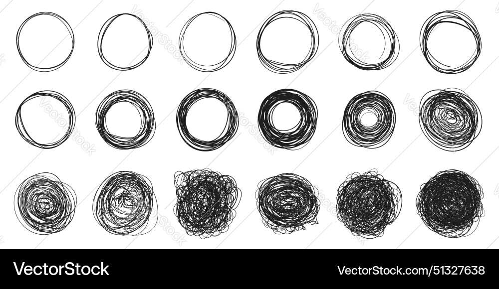 Circle line sketch icon in hand drawn style Vector Image