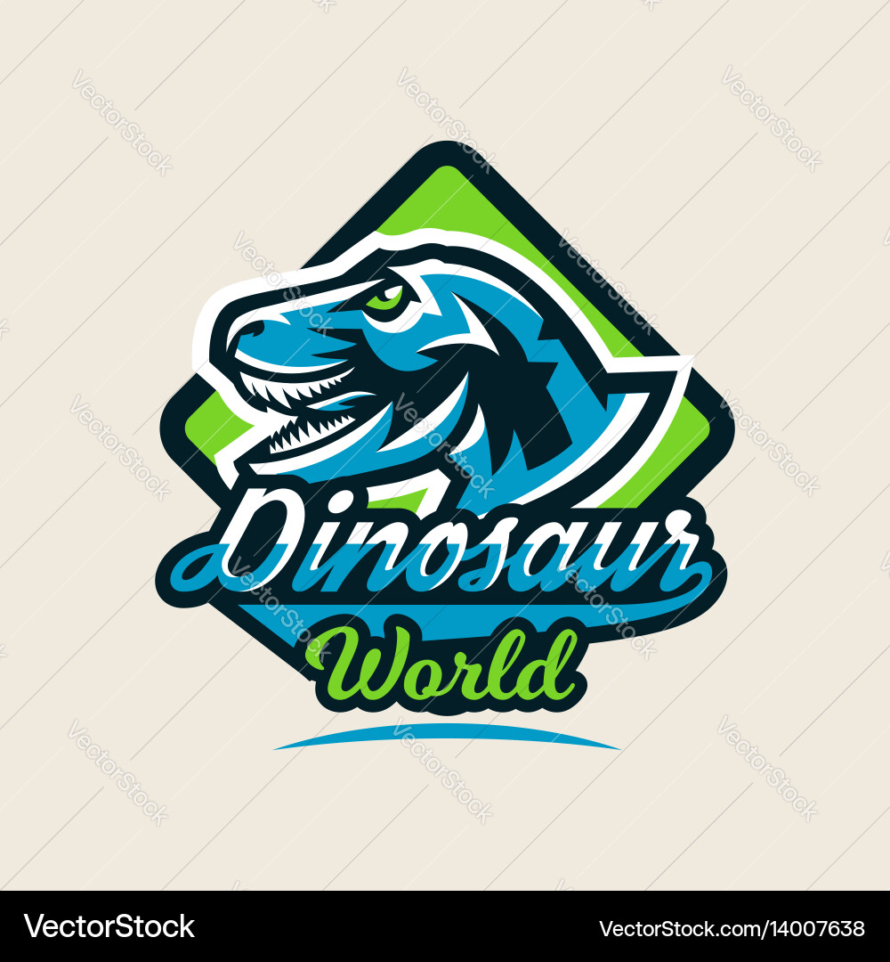 Colourful emblem logo label the dinosaur Vector Image