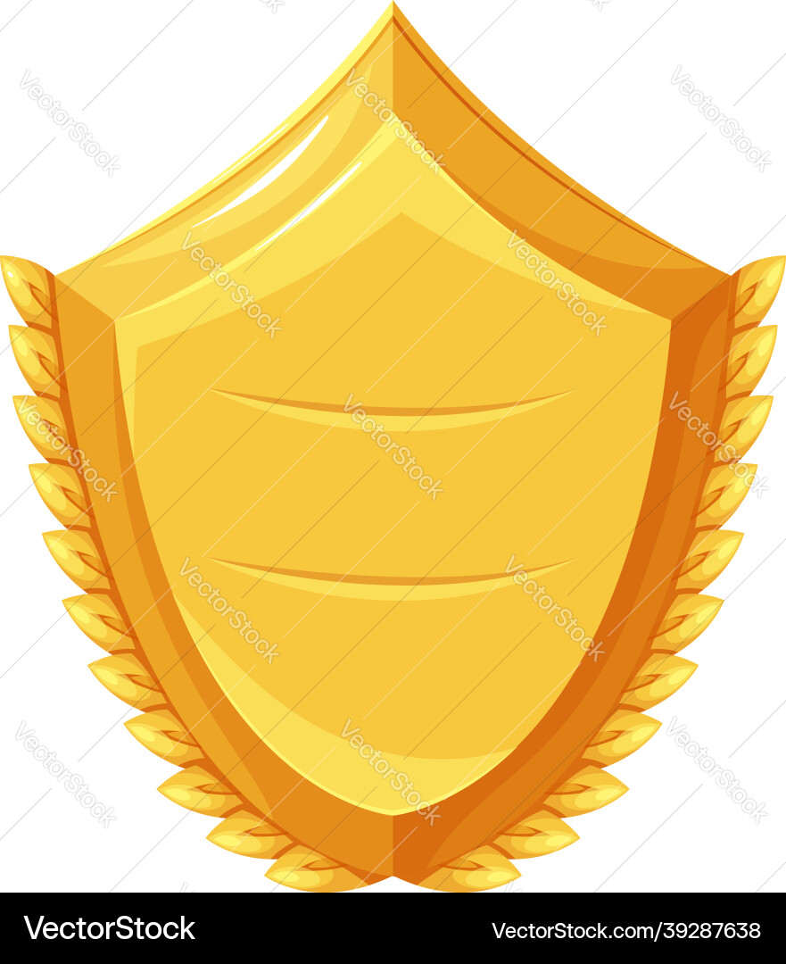 Golden shield first plase trophy or sport award Vector Image