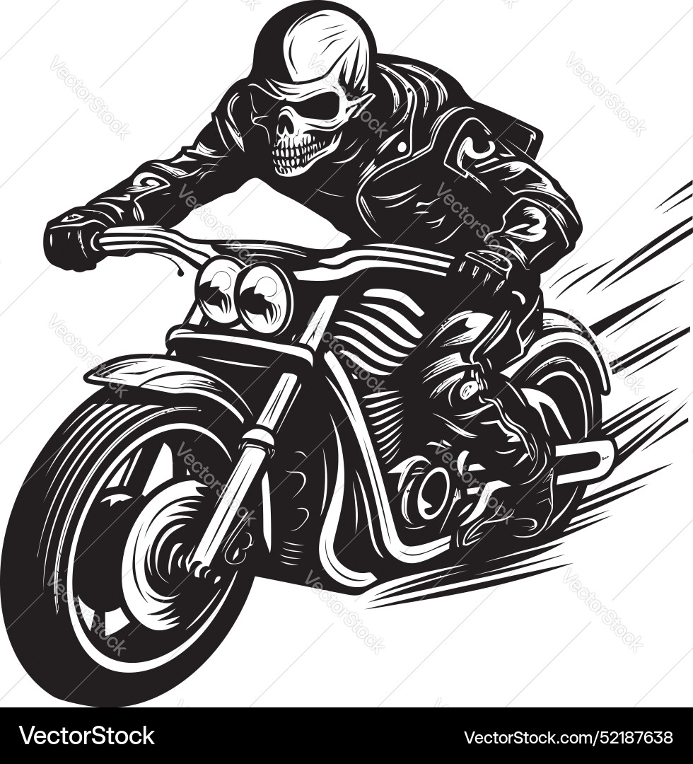 Grim rider skeleton biker black logo icon design Vector Image