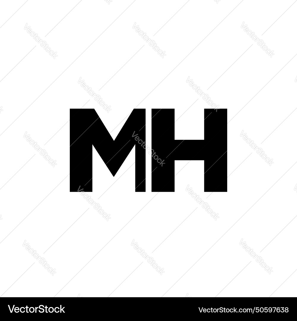 Letter m and h mh logo design template minimal Vector Image