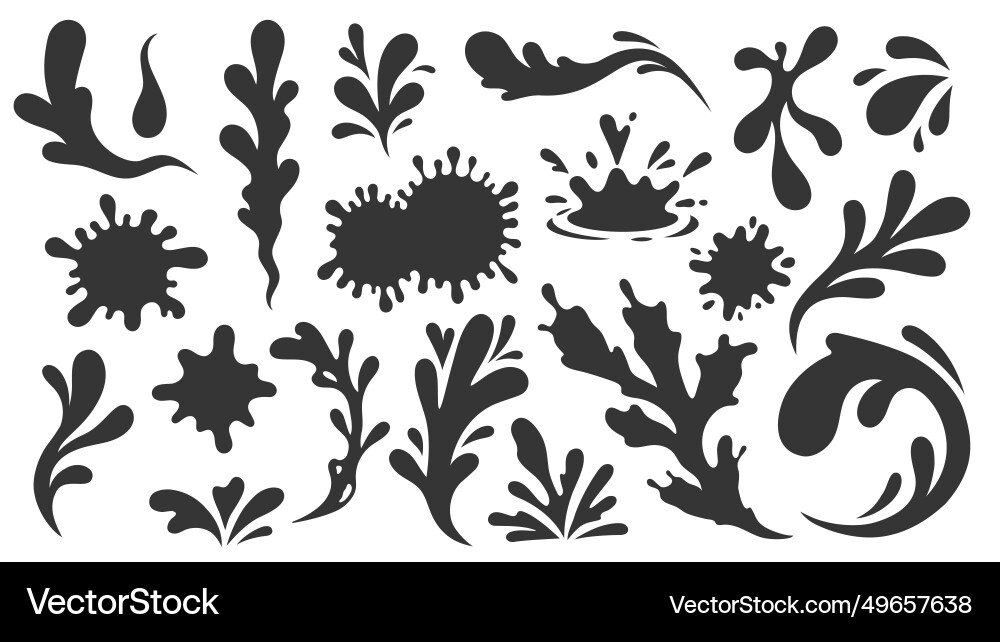 Liquid splash silhouette water drop splatter Vector Image