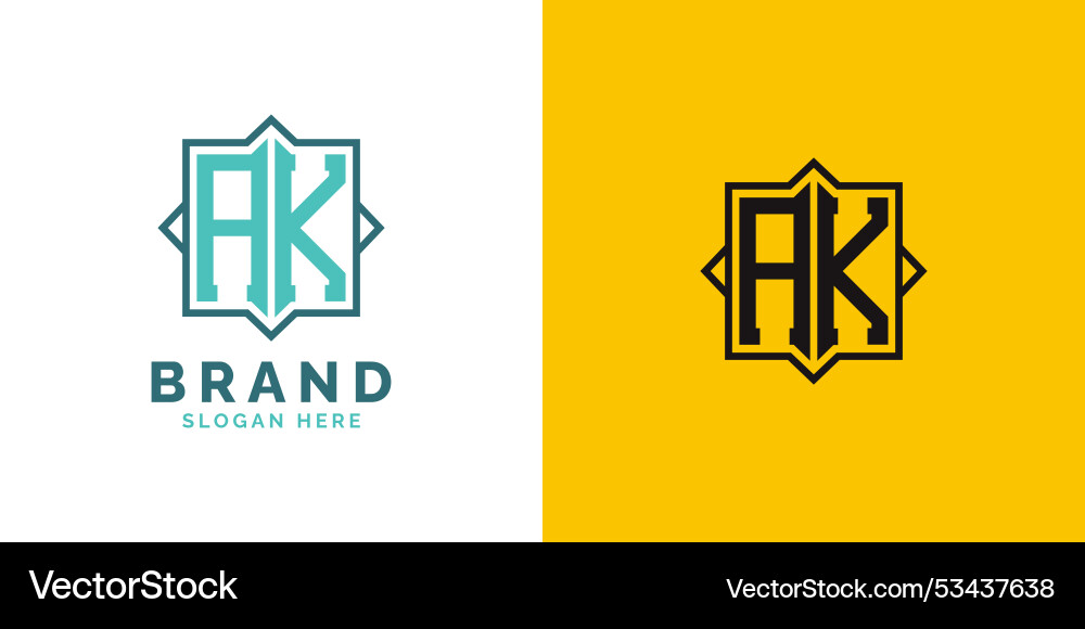 Modern ak monogram logo design initial letter Vector Image