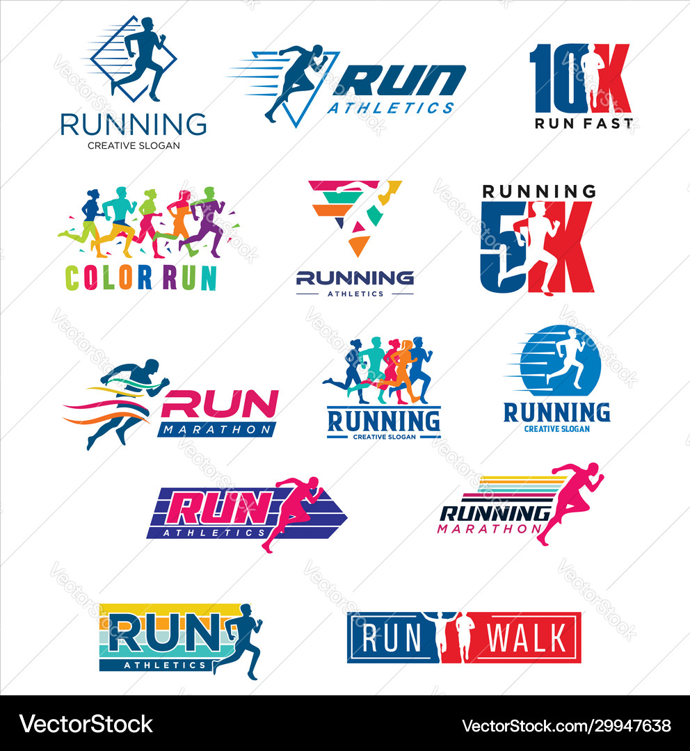 Set run logo design stock symbol running Vector Image