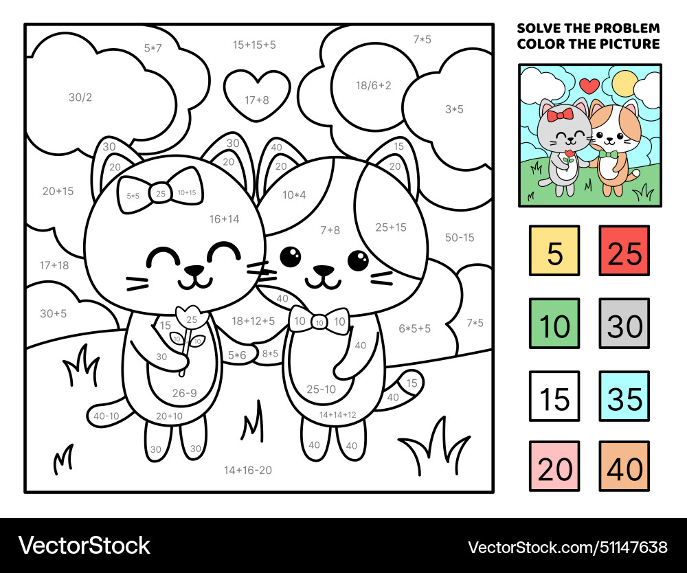 Solve the problem color picture girl and boy Vector Image