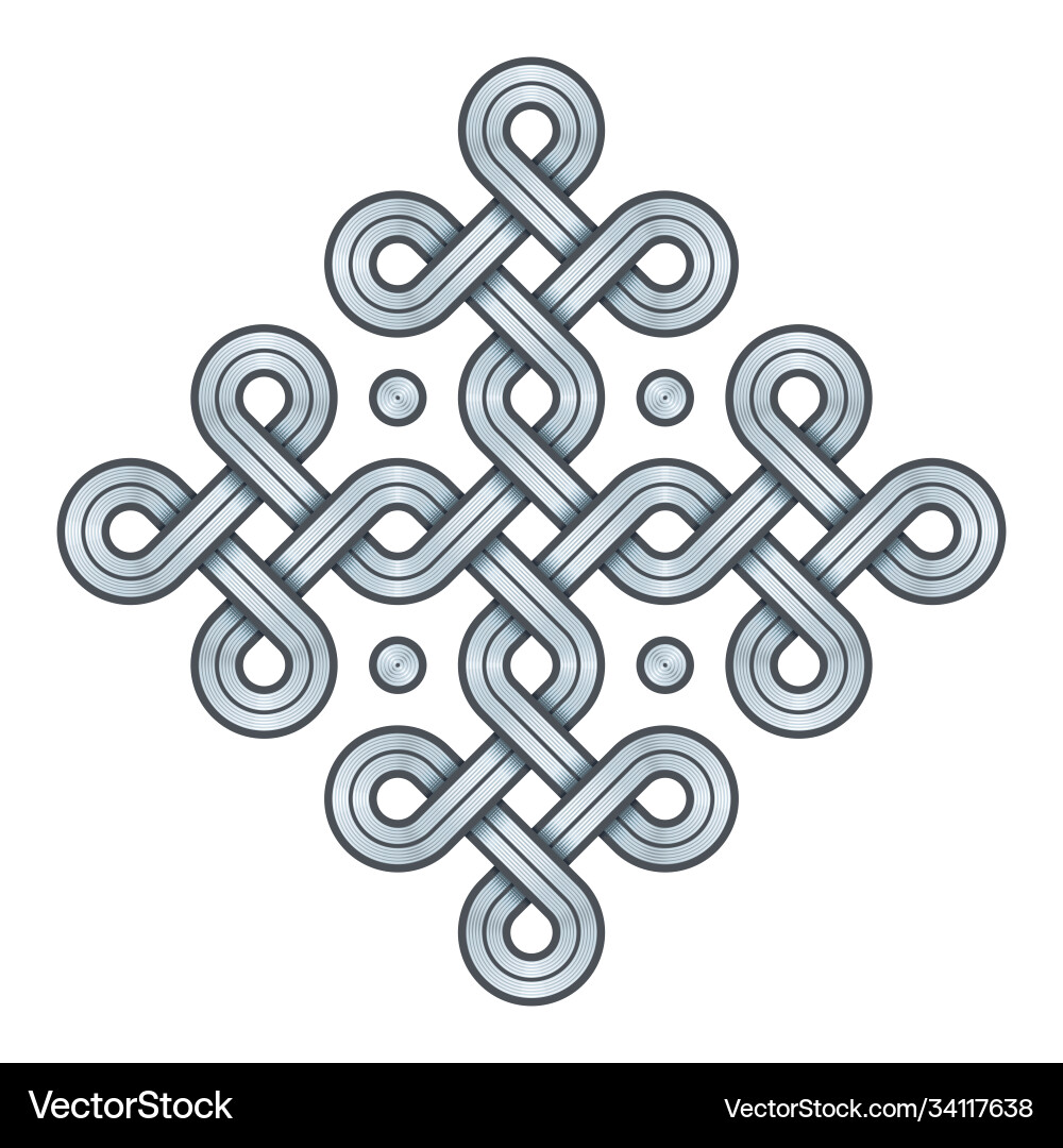 Viking decorative knot - engraved silver ring Vector Image