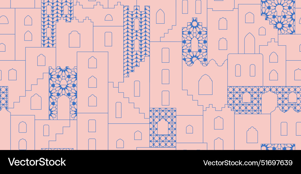 Arabic style cityscape seamless pattern moroccan Vector Image