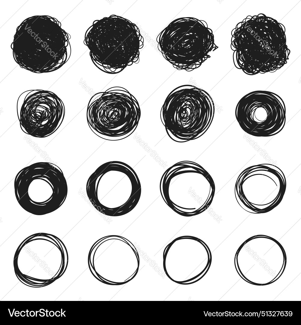 Circle line sketch icon in hand drawn style Vector Image