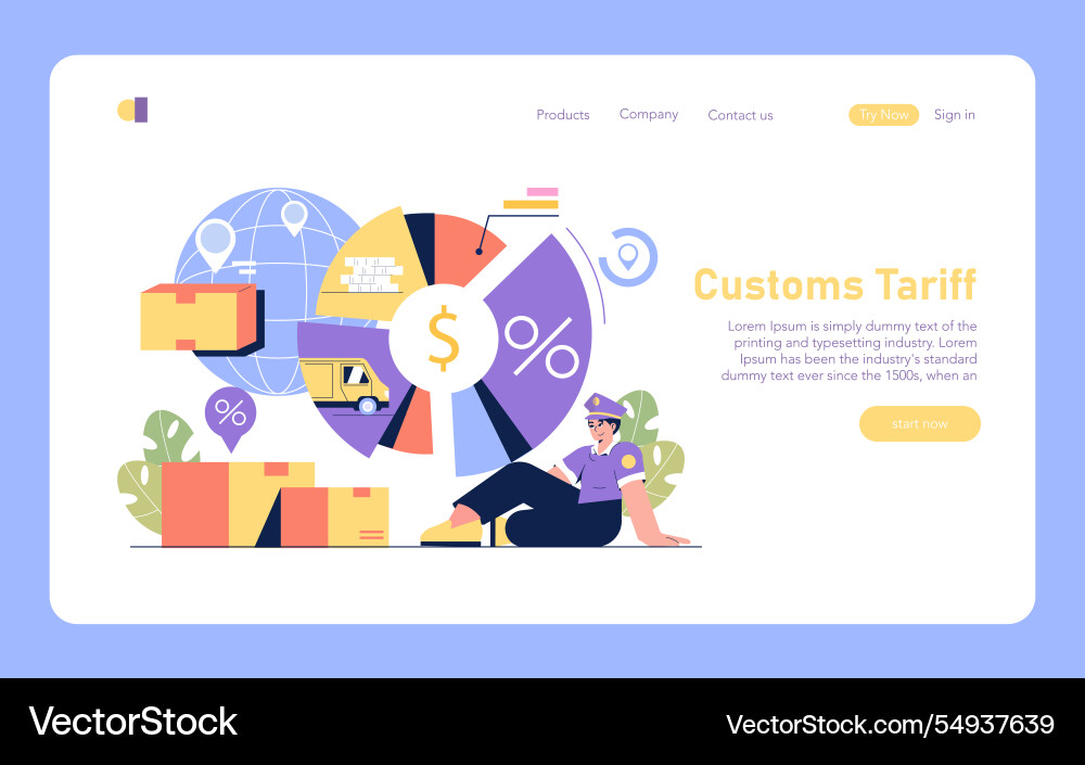 Customs tariffs on imports flat Royalty Free Vector Image