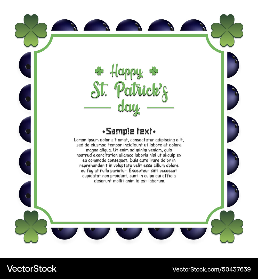 Happy st patricks day frame with bowling balls Vector Image