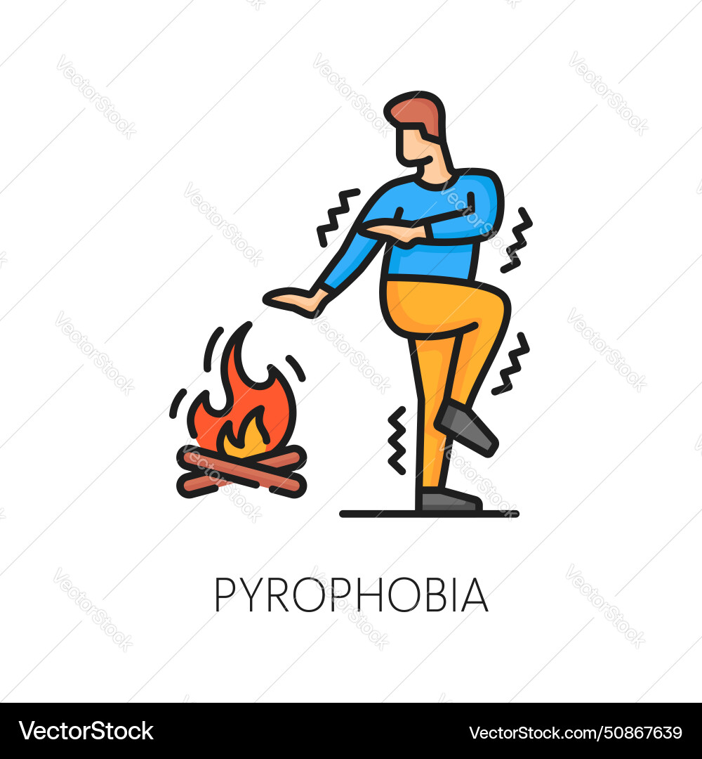 Pyrophobia mental anxiety or phobia line icon Vector Image Pyrophobia mental anxiety or phobia line icon Vector Image