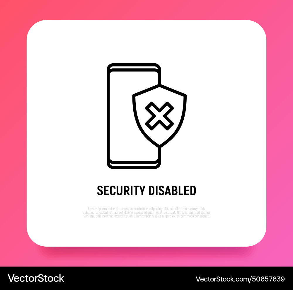 Security disabled thin line icon smartphone Vector Image