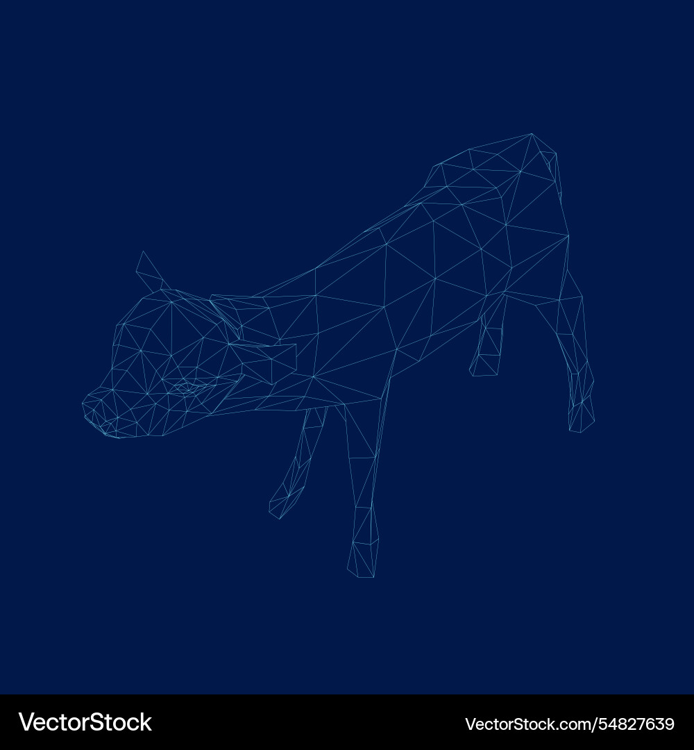 Sheep wireframe contour isolated on blue Vector Image