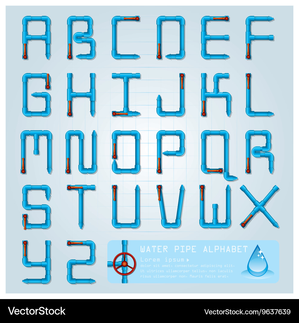 Water pipe alphabet character design template Vector Image