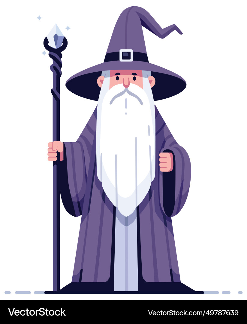 Wise Old Wizard Illustration Royalty Free Vector Image