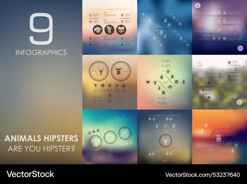 Animals hipsters infographic with unfocused Vector Image