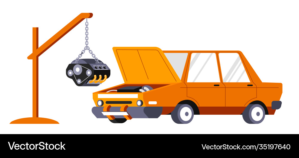 Car service and repairing changing engine auto Vector Image