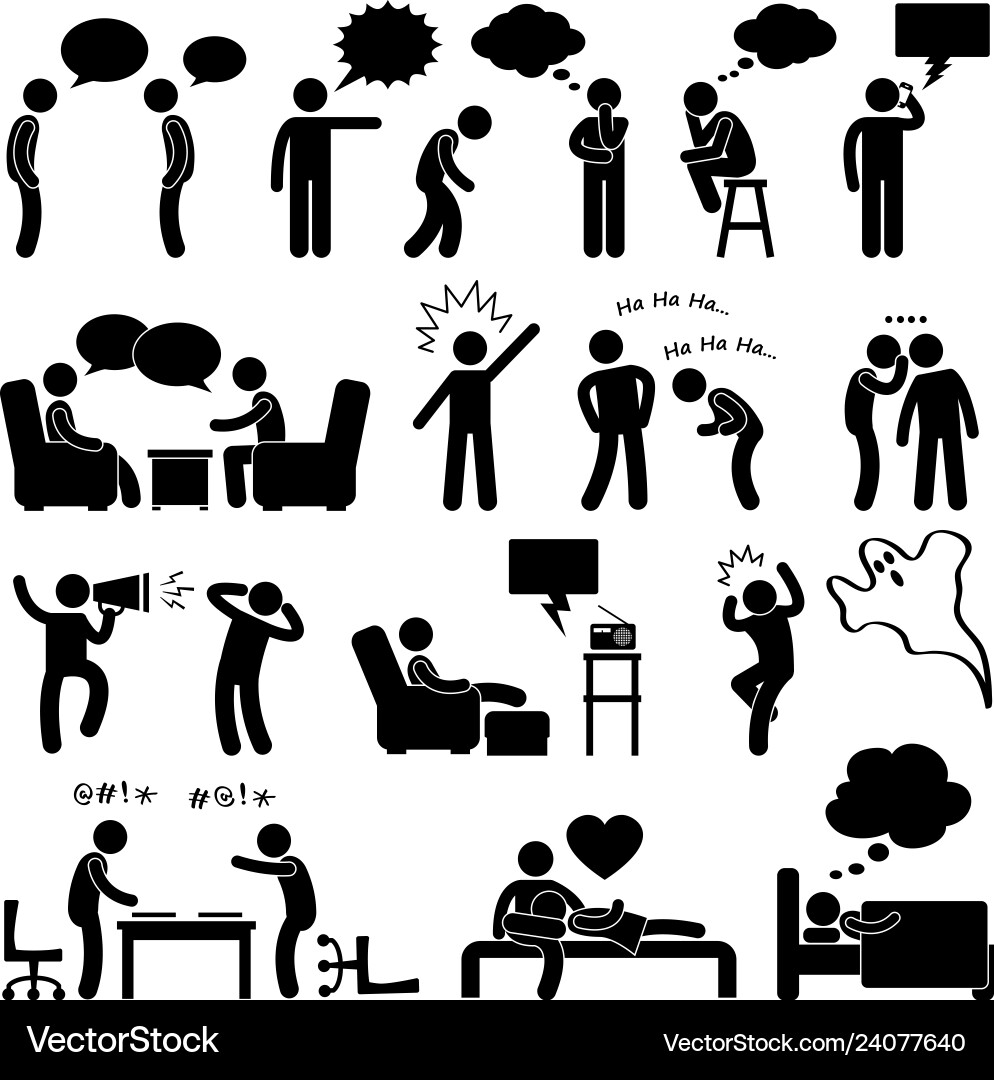 Man talking thinking conversation thought Vector Image