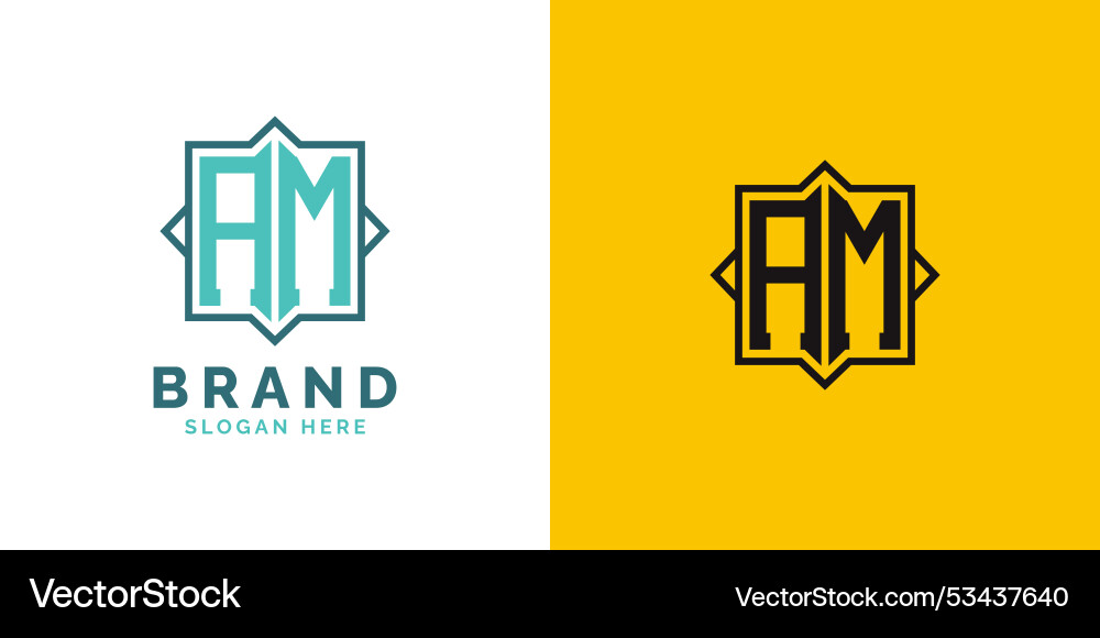 Modern am monogram logo design initial letter Vector Image