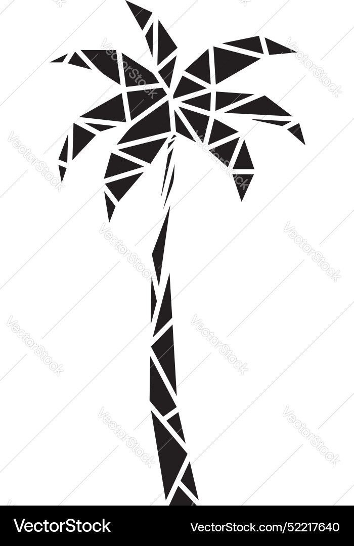 Polygonal palm tree silhouette Royalty Free Vector Image