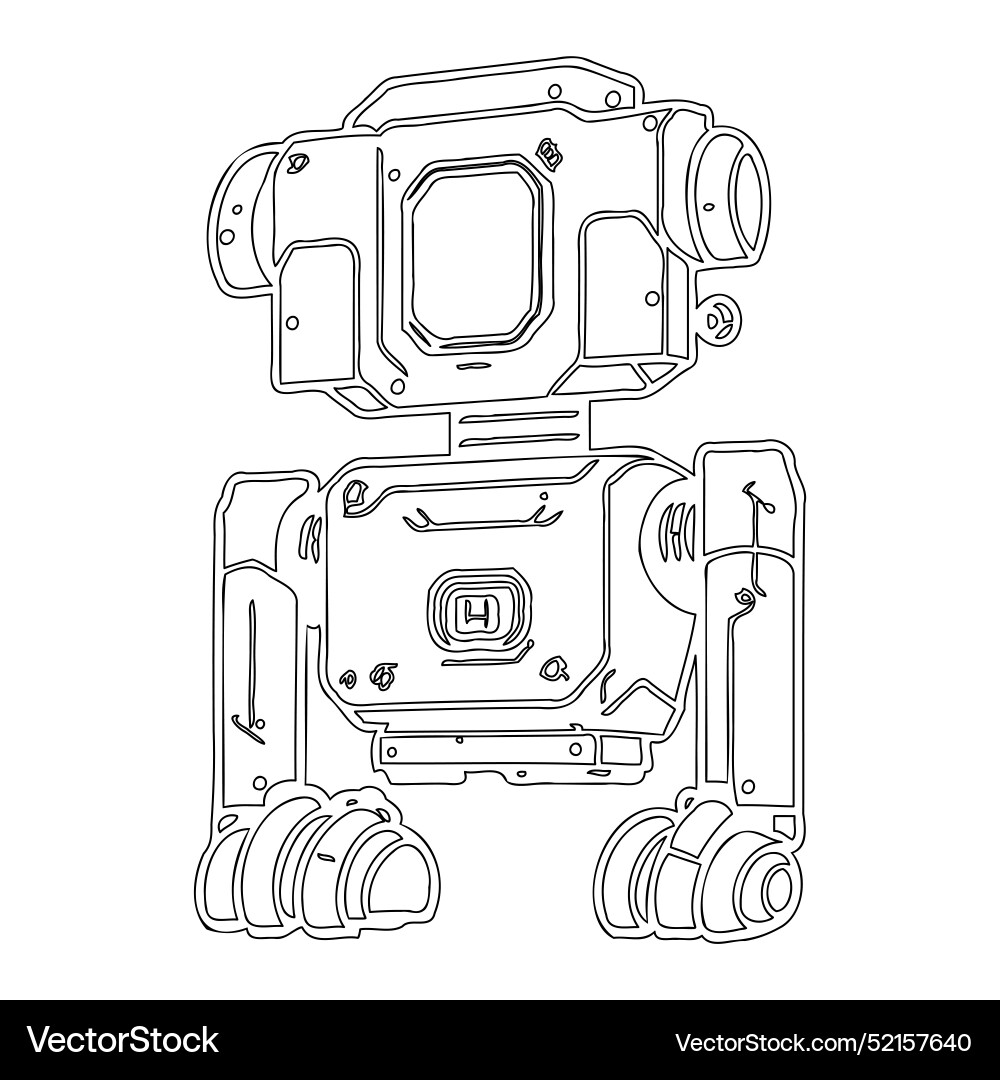 Robot outline sketch Royalty Free Vector Image